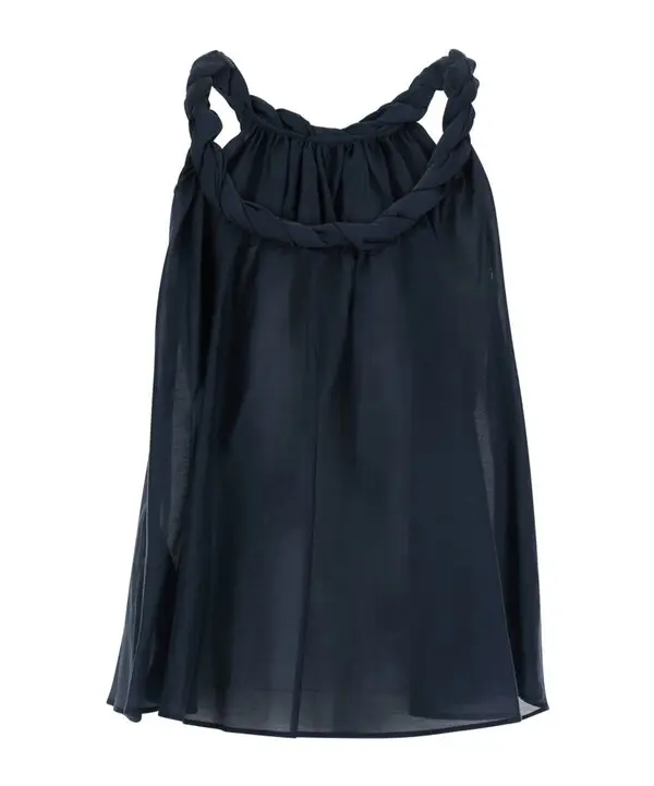 SEMICOUTURE Sleeveless Sheer Crew Neck Top