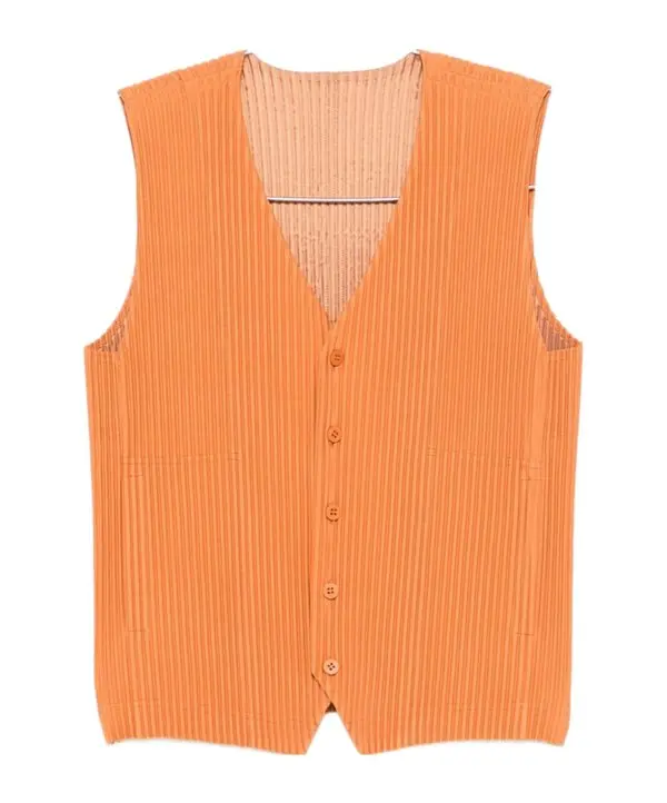 Issey Miyake V-neck Plissé Sweater Vest