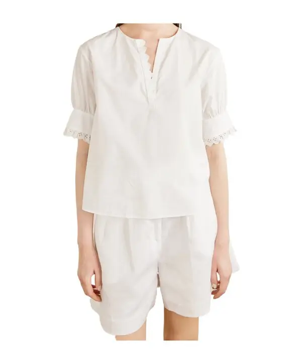 FRAME Scallop Trim V-neck Top