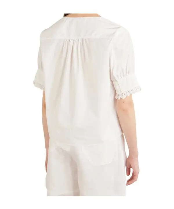 FRAME Scallop Trim V-neck Top