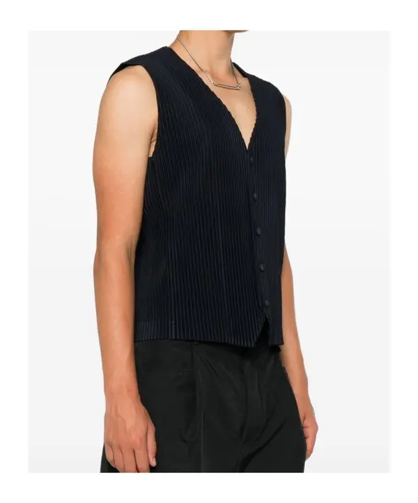 Issey Miyake Pleated V-neck Vest