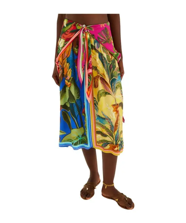Farm Rio Printed Midi Wrap Skirt