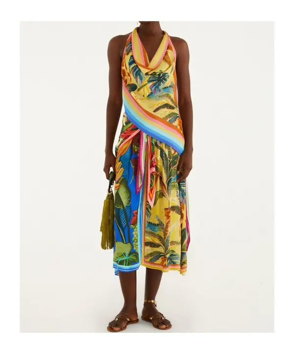 Farm Rio Printed Midi Wrap Skirt