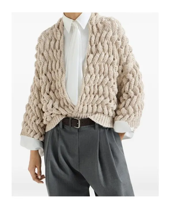 Brunello Cucinelli Chunky Knit Openwork Cardigan