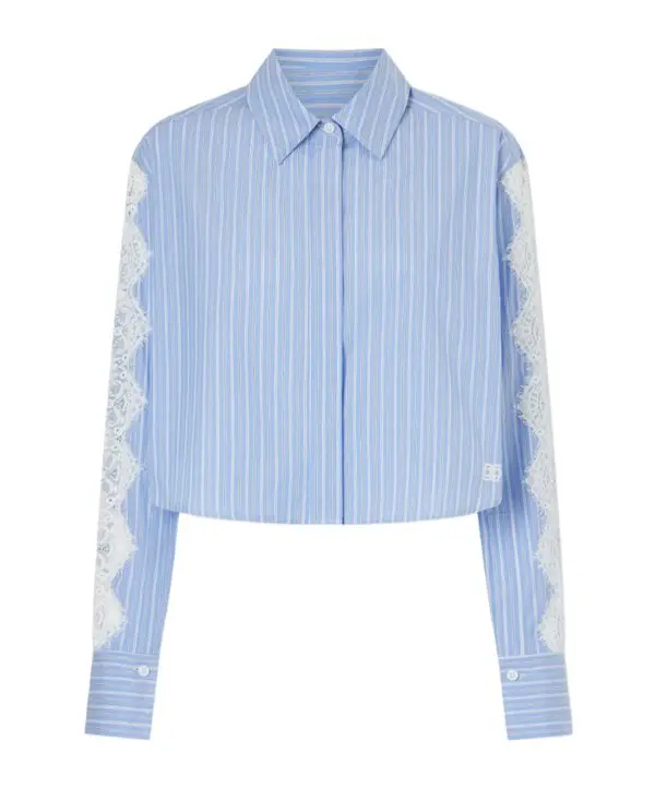 Simkhai Renata Lace-trimmed Cropped Shirt
