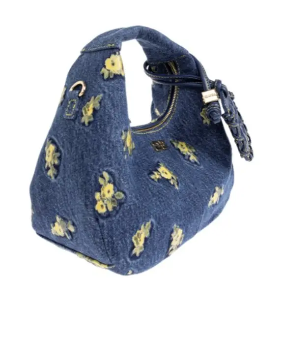 GANNI Embroidered Denim Handbag