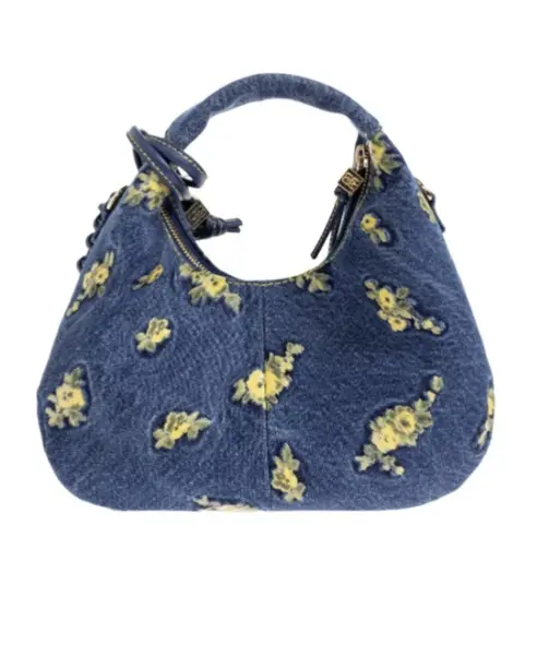 GANNI Embroidered Denim Handbag