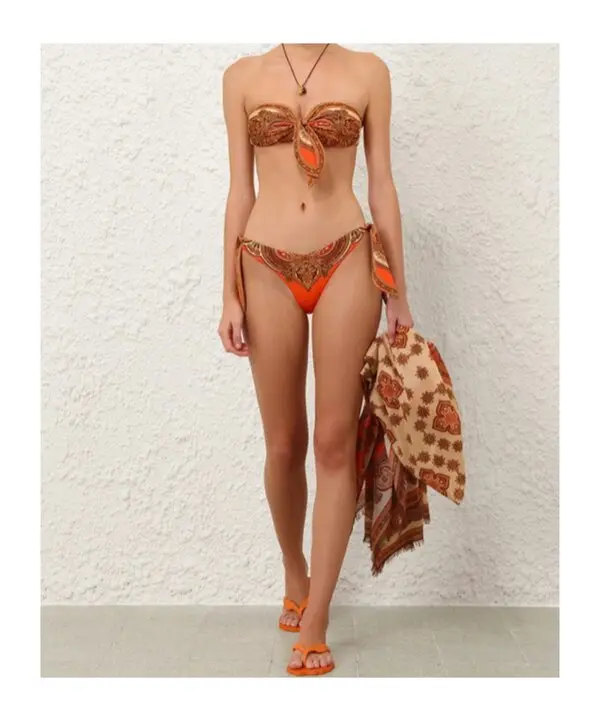 Zimmermann Mahon Scarf Tie Bikini Top - Brown