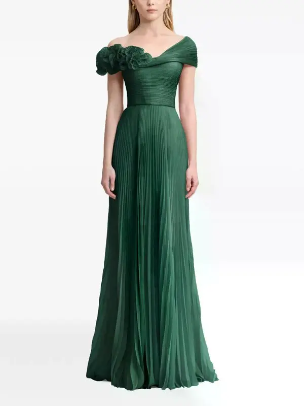 GEMY MAALOUF Floral Embellished Pleated Dress