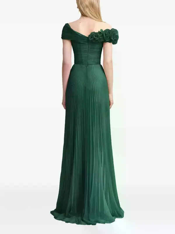 GEMY MAALOUF Floral Embellished Pleated Dress