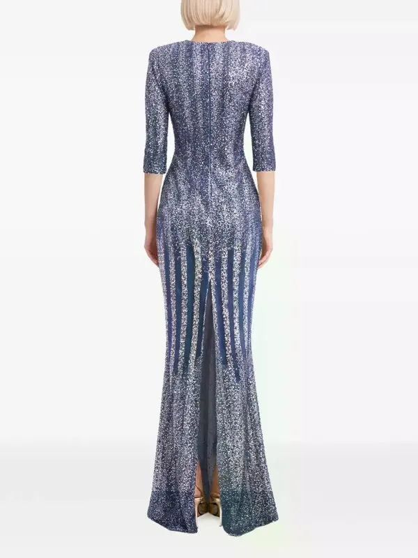 GEMY MAALOUF Sequin Embellished Striped Gown