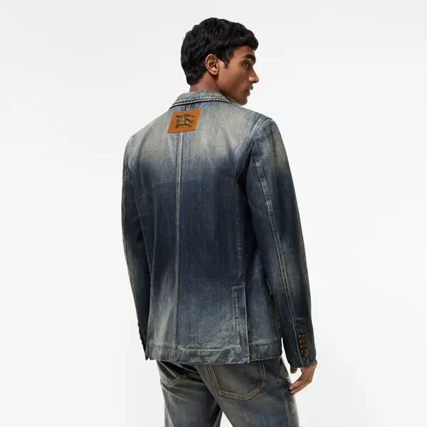 Burberry Coated Denim Tailored Jacket - Mid Blue