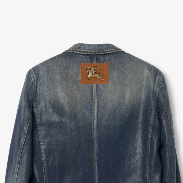 Burberry Coated Denim Tailored Jacket - Mid Blue