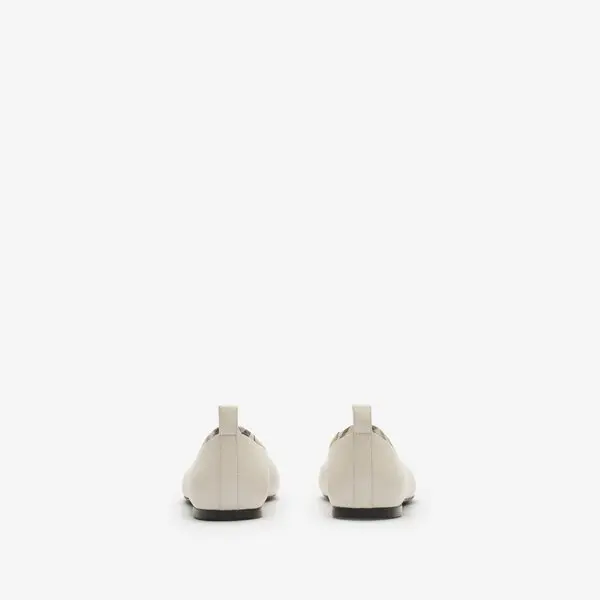 Burberry Check Trim Leather Ballerinas - Sandy Beige