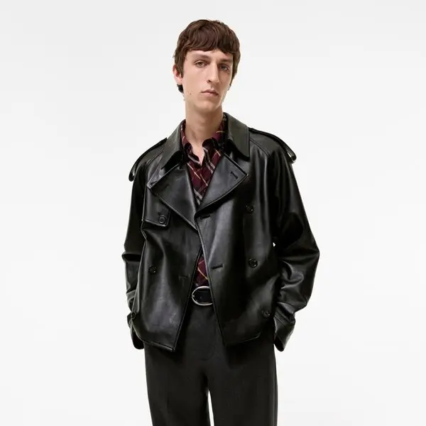 Burberry Cropped Leather Leadenham Trench Coat