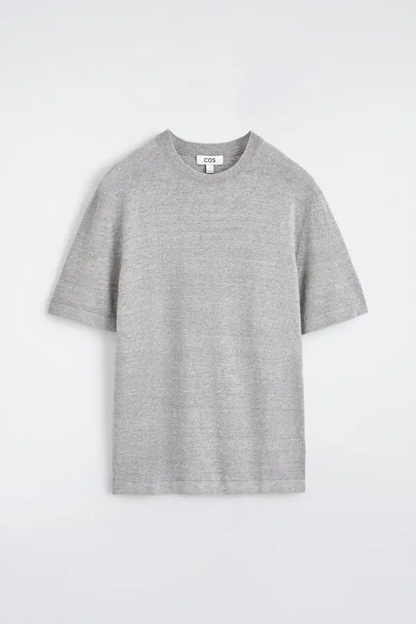 Cos Knitted Linen T-shirt - Gray