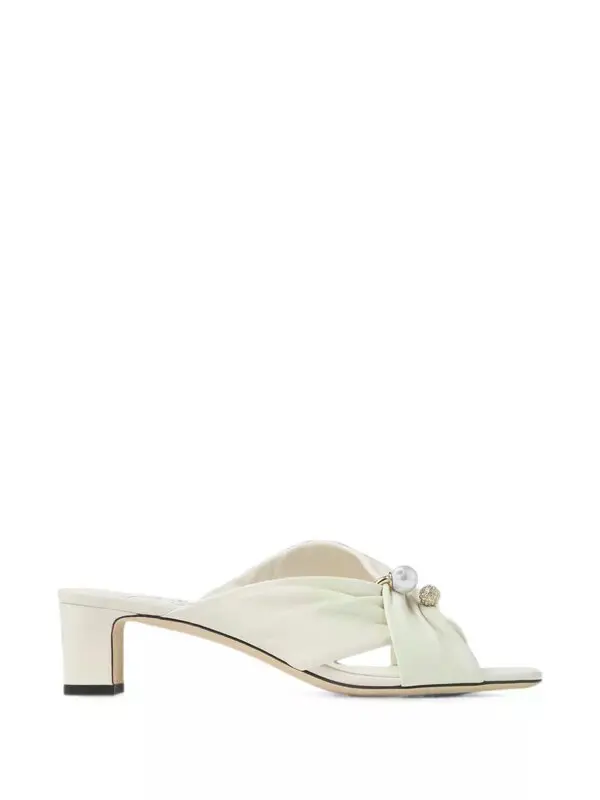 JIMMY CHOO Rafi 45 Latte Soft Glove Leather Sandals - White