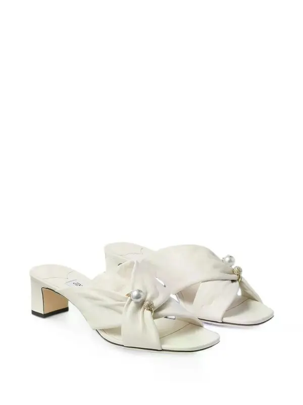 JIMMY CHOO Rafi 45 Latte Soft Glove Leather Sandals
