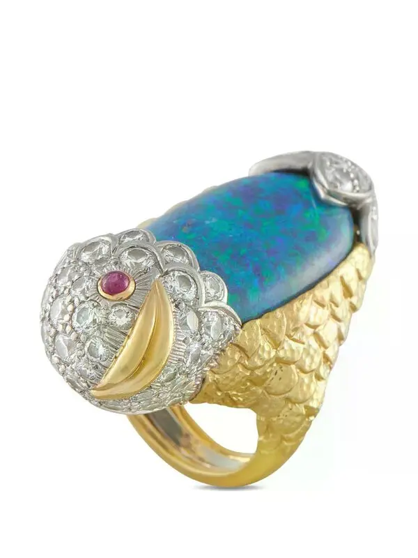 David Webb Opal And Diamond Fish Ring