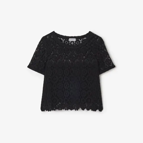 Burberry Floral Lace Short Sleeve Blouse