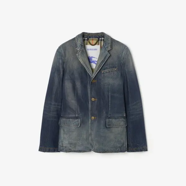 Burberry Coated Denim Tailored Jacket - Mid Blue