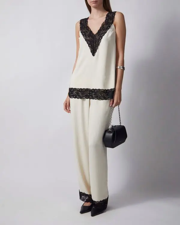 Stylein Monteroni Lace Trim Wide Leg Trousers