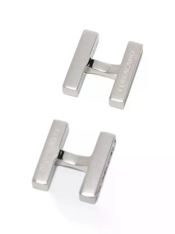 FERRAGAMO Crystal-embellished Logo-engraved Cufflinks