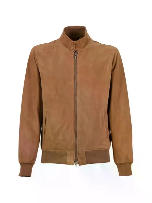 SCHOTT High-neck Suede Jacket - Brown