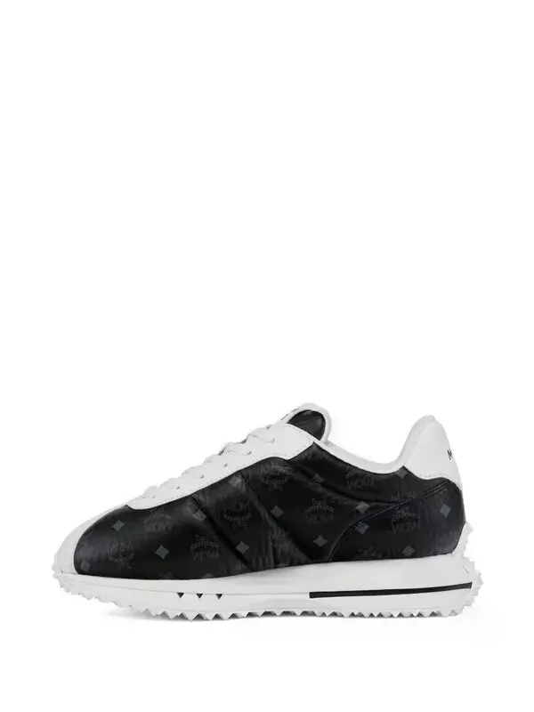 Mcm Diamante Monogram-print Panelled Sneakers - Black