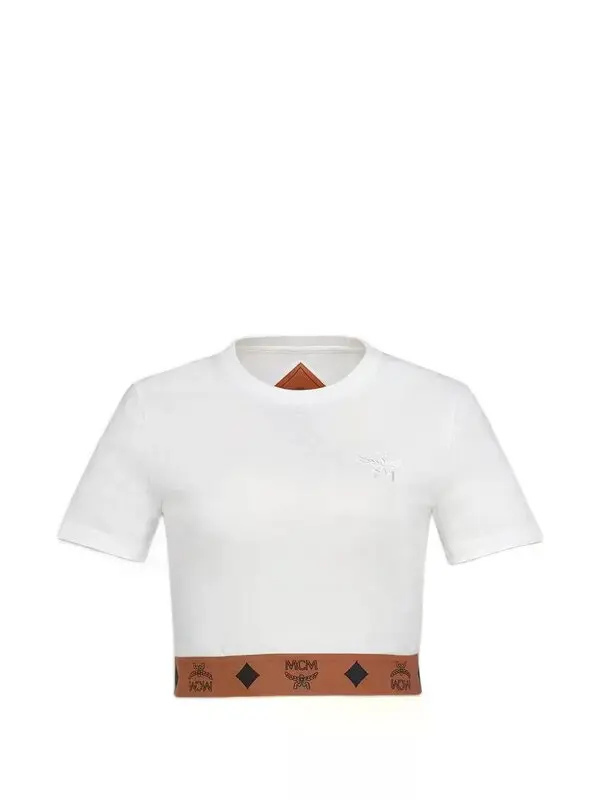Mcm Logo Print Cropped T-shirt - White