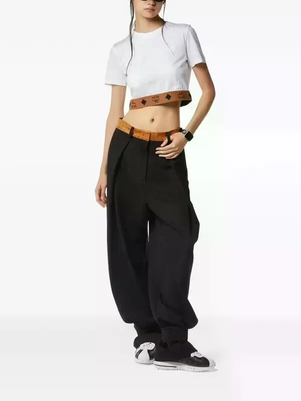 Mcm Logo Print Cropped T-shirt