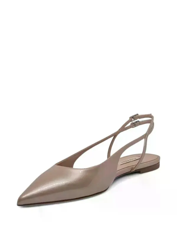 Casadei Beige Patent Leather Pointed-toe Slingback Ballet Flats