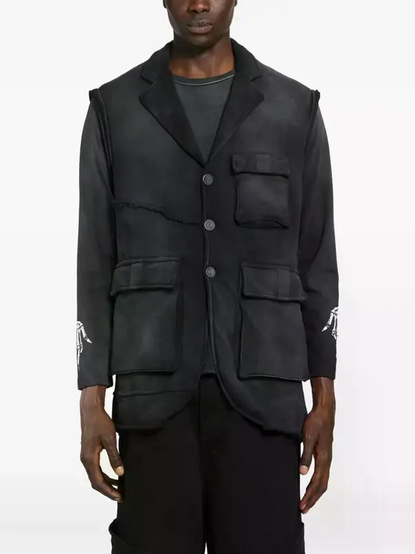 MASSIMO SABBADIN Washed Finish Cargo Vest - Black
