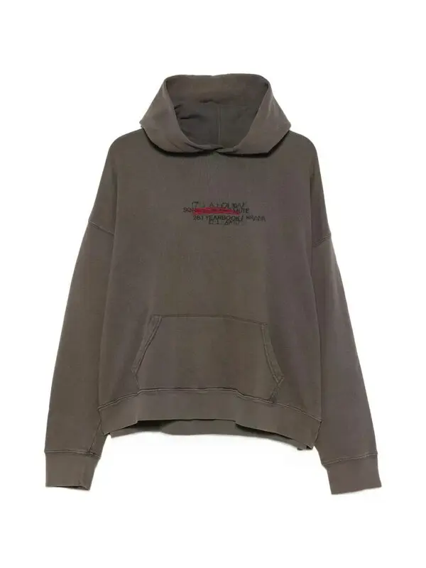 SONG FOR THE MUTE Embroidered Logo Pouch Pocket Hoodie - Brown