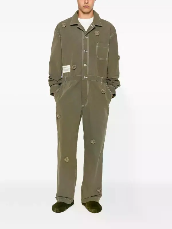 SONG FOR THE MUTE X Birkensock Gardener Crochet-flower Jumpsuit - Green