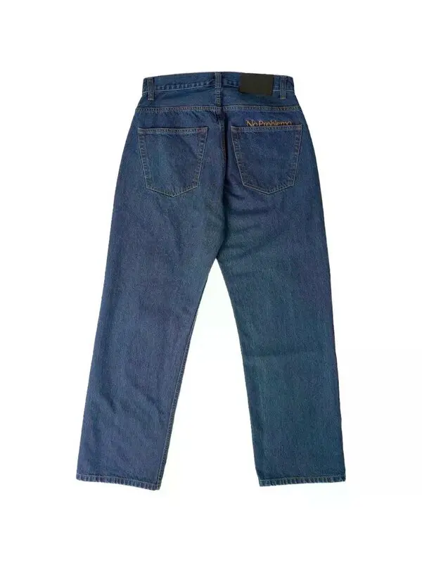 NO PROBLEMO Bagi Logo-embroidered Jeans - Blue