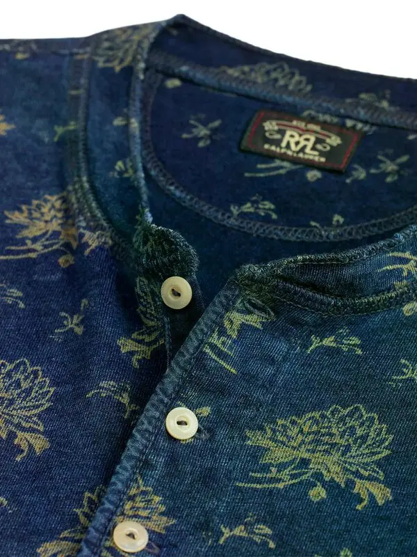 Ralph Lauren Buttoned Floral Long-sleeved T-shirt