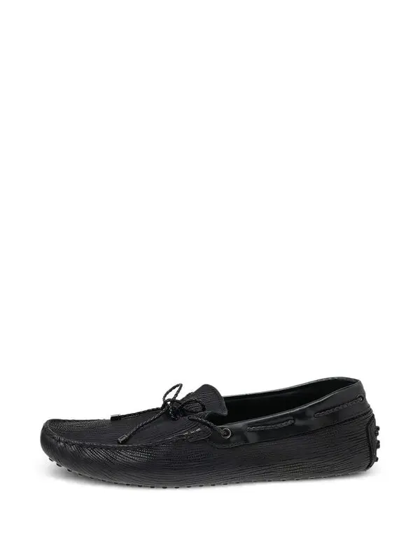 TOD'S Bow-detail Leather Boat Shoes - Black