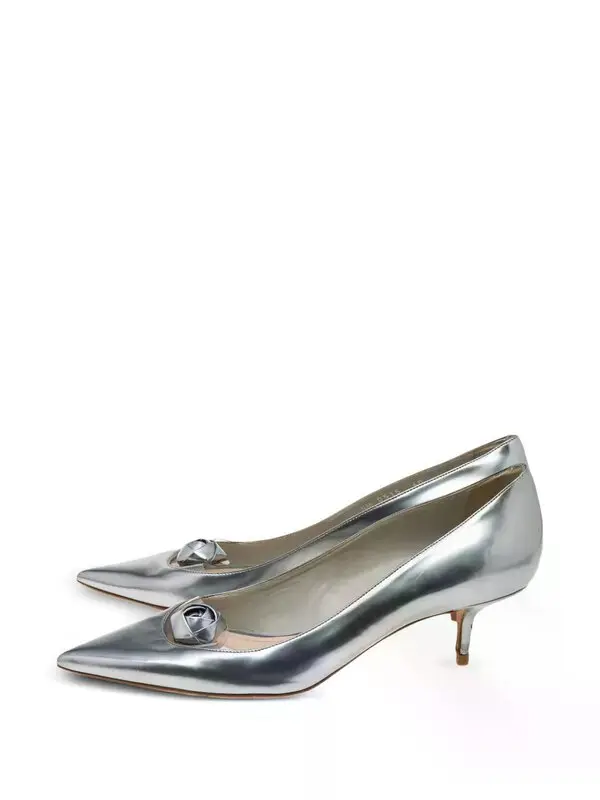 Dior Rose-motif Pointed-toe Pumps - Silver