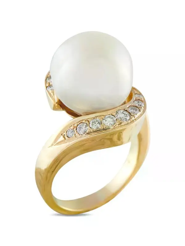 LB EXCLUSIVE 14k Yellow Pearl And Diamond Ring