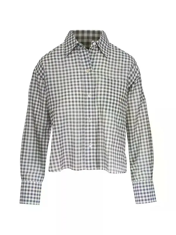Vince Cropped Gingham Check Shirt