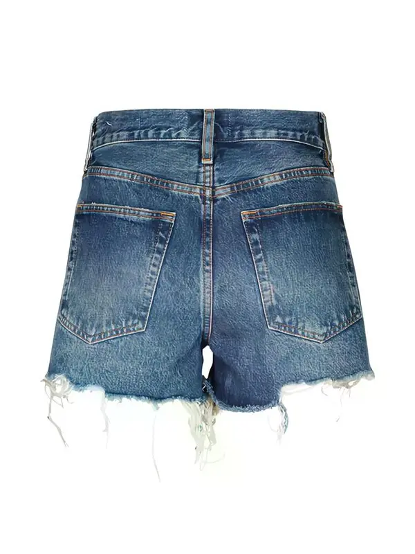 FRAME The Hang Frayed-hem Mini Shorts - Blue