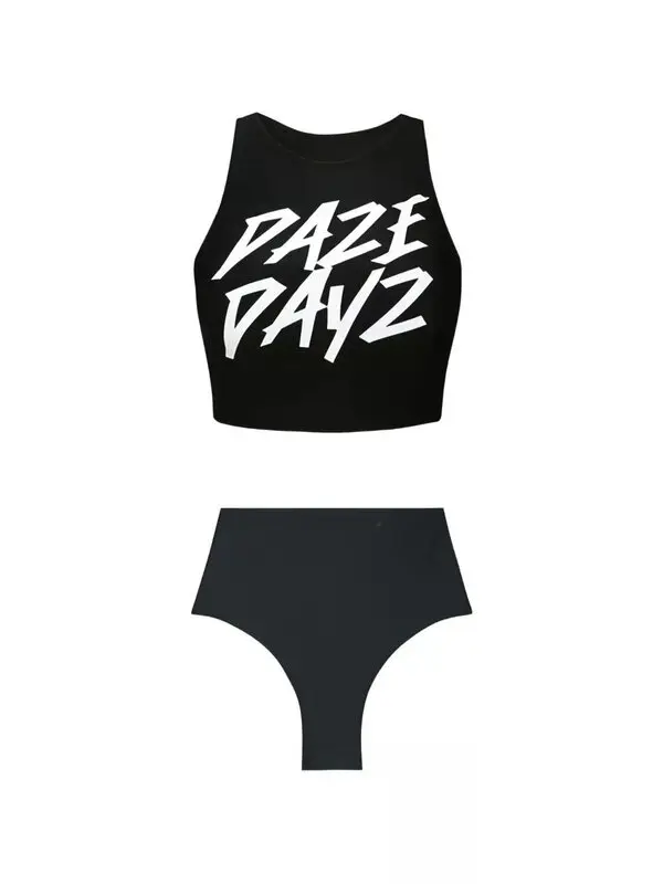 DAZE DAYZ Logo Print High-waisted Swimwear - Black