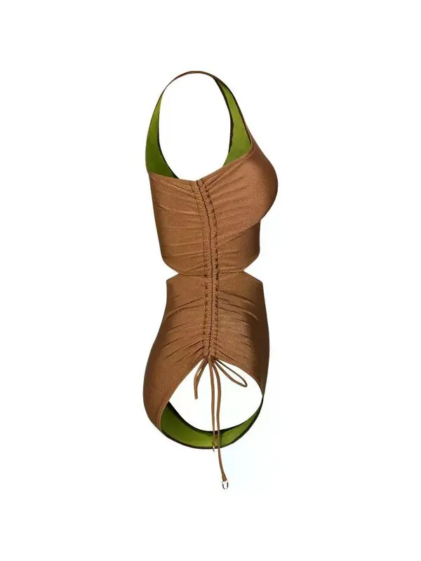 DAZE DAYZ One-shoulder Cutout Shimmer Swimsuit - Brown