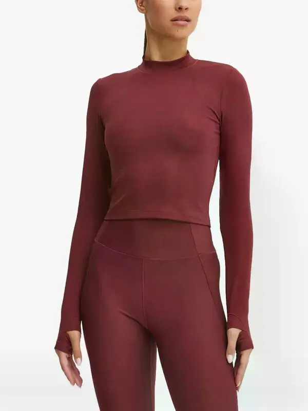 CASALL Ribbed Knit Thumb-slot Top - Red