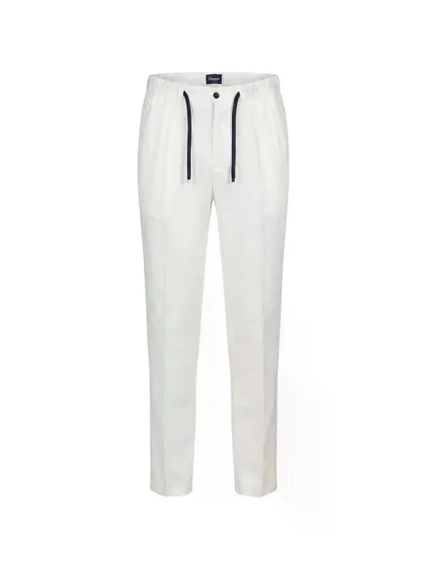 DRUMOHR Drawstring Waist Linen Trousers - White