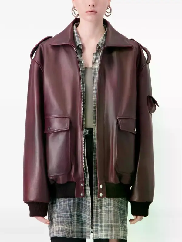 Coperni Oversized Leather Jacket With Patina Finish