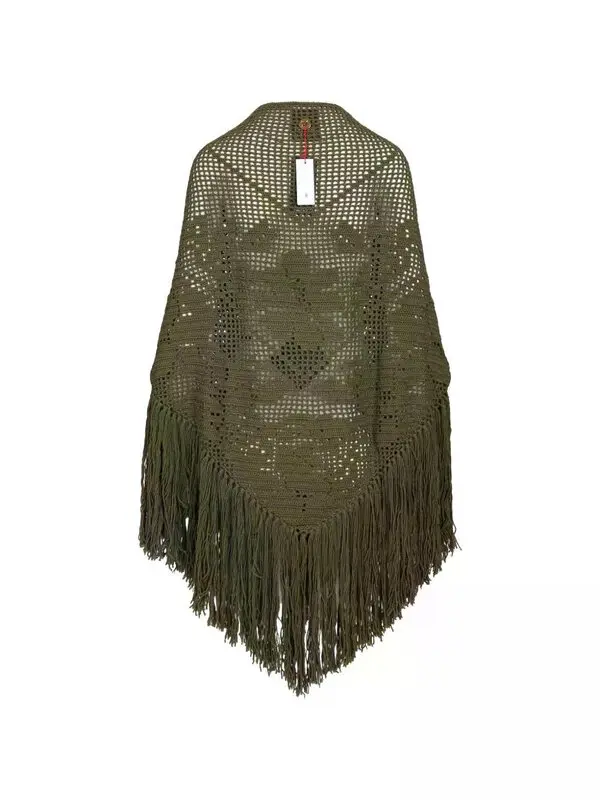 CHIARA IS Peonia Crochet-knit Fringed Shawl - Green