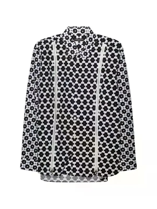 Comme Des Garçons Patterned Zip-detail Shirt - White