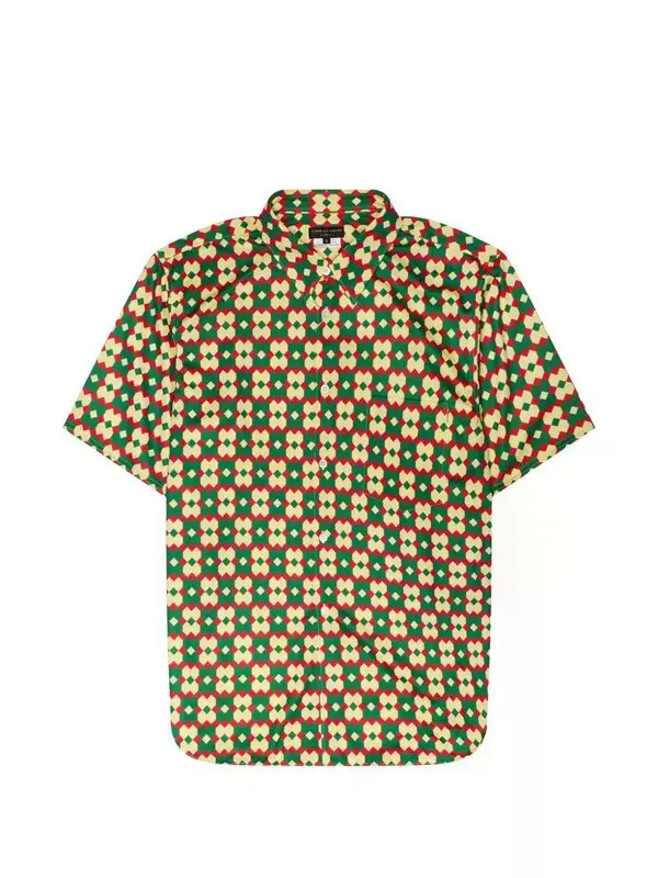 Comme Des Garçons Geometric-print Short-sleeve Shirt - Green